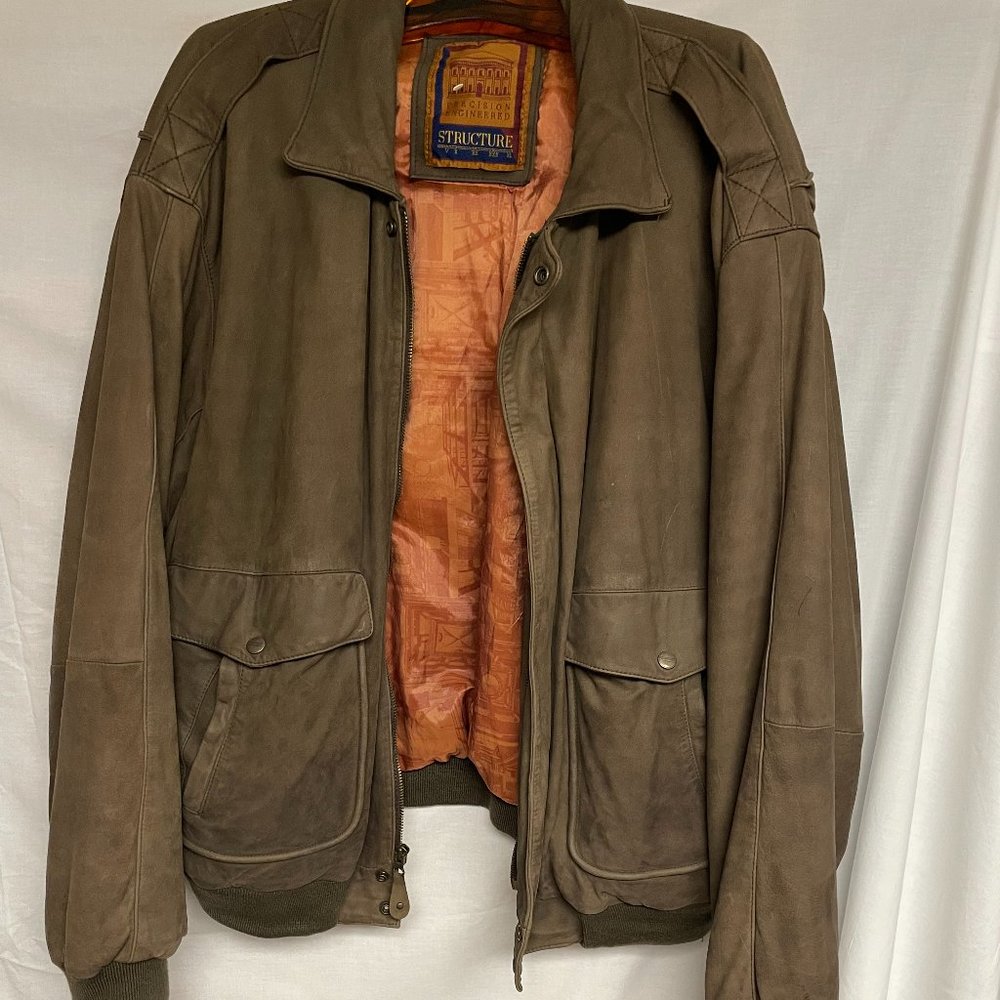 Vintage 1990 Brown Leather Structure Jacket. Xl - Gem